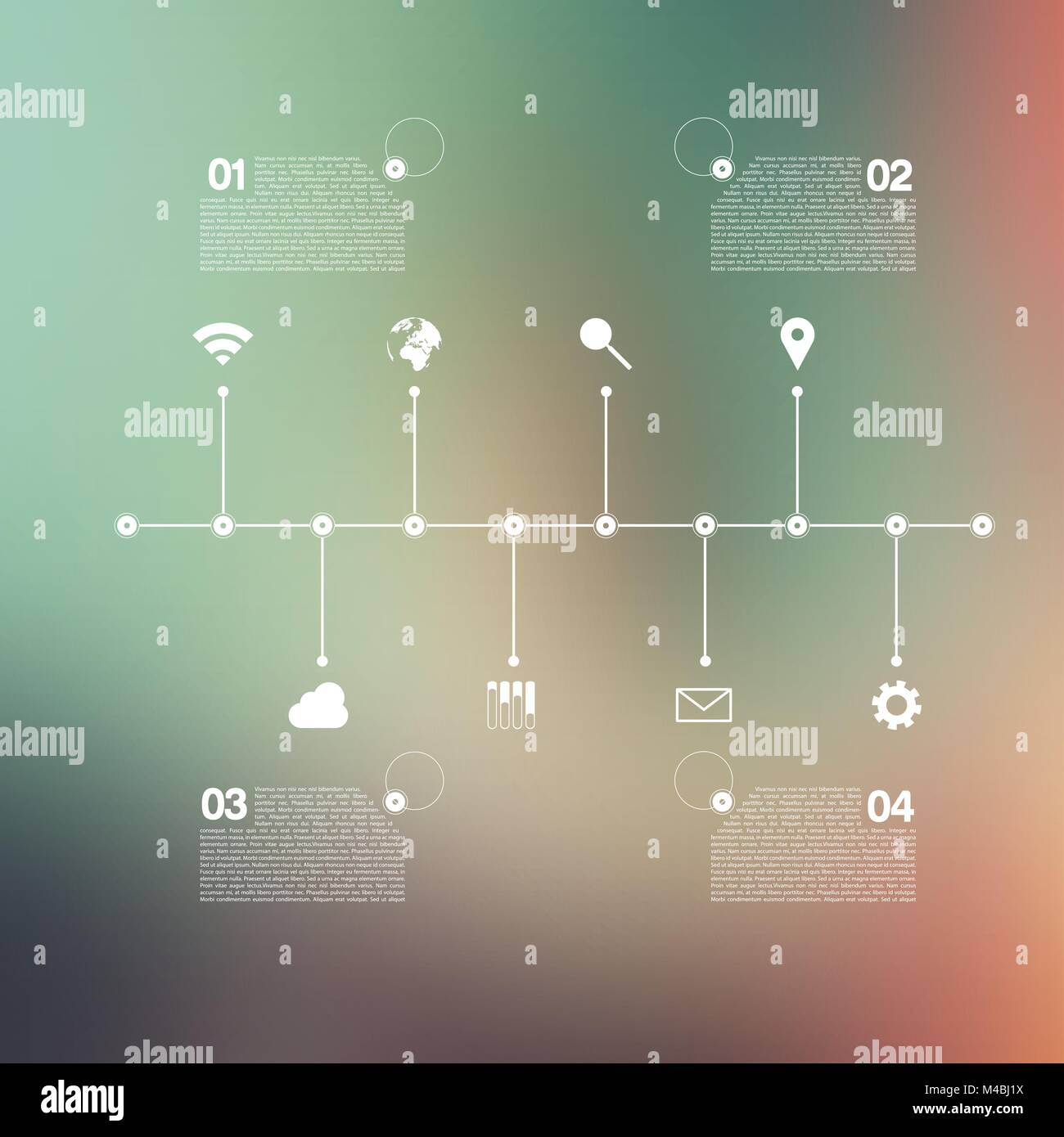 Timeline infographic with unfocused background and icons set for ... Timeline infographic with unfocused background and icons set for ...