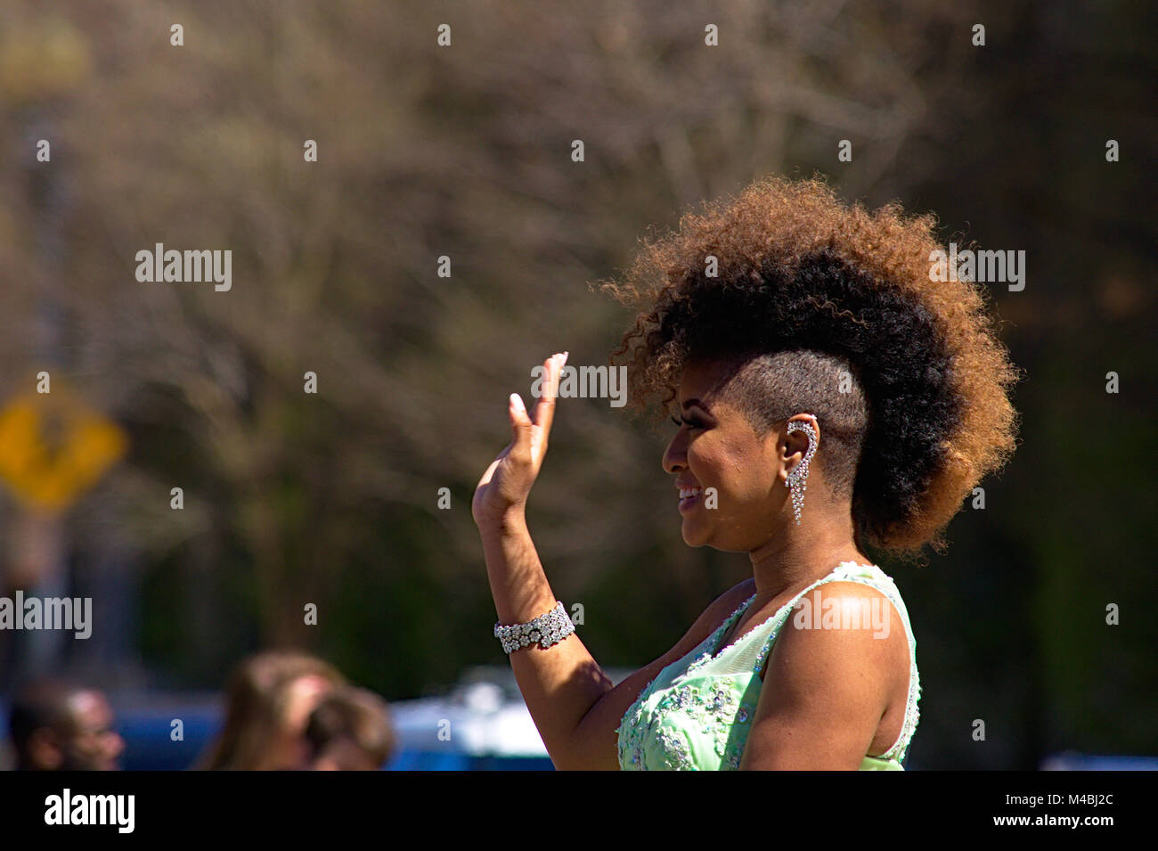 Music Celebrity with Mohawk hair style in a parade Stock Photo - Alamy