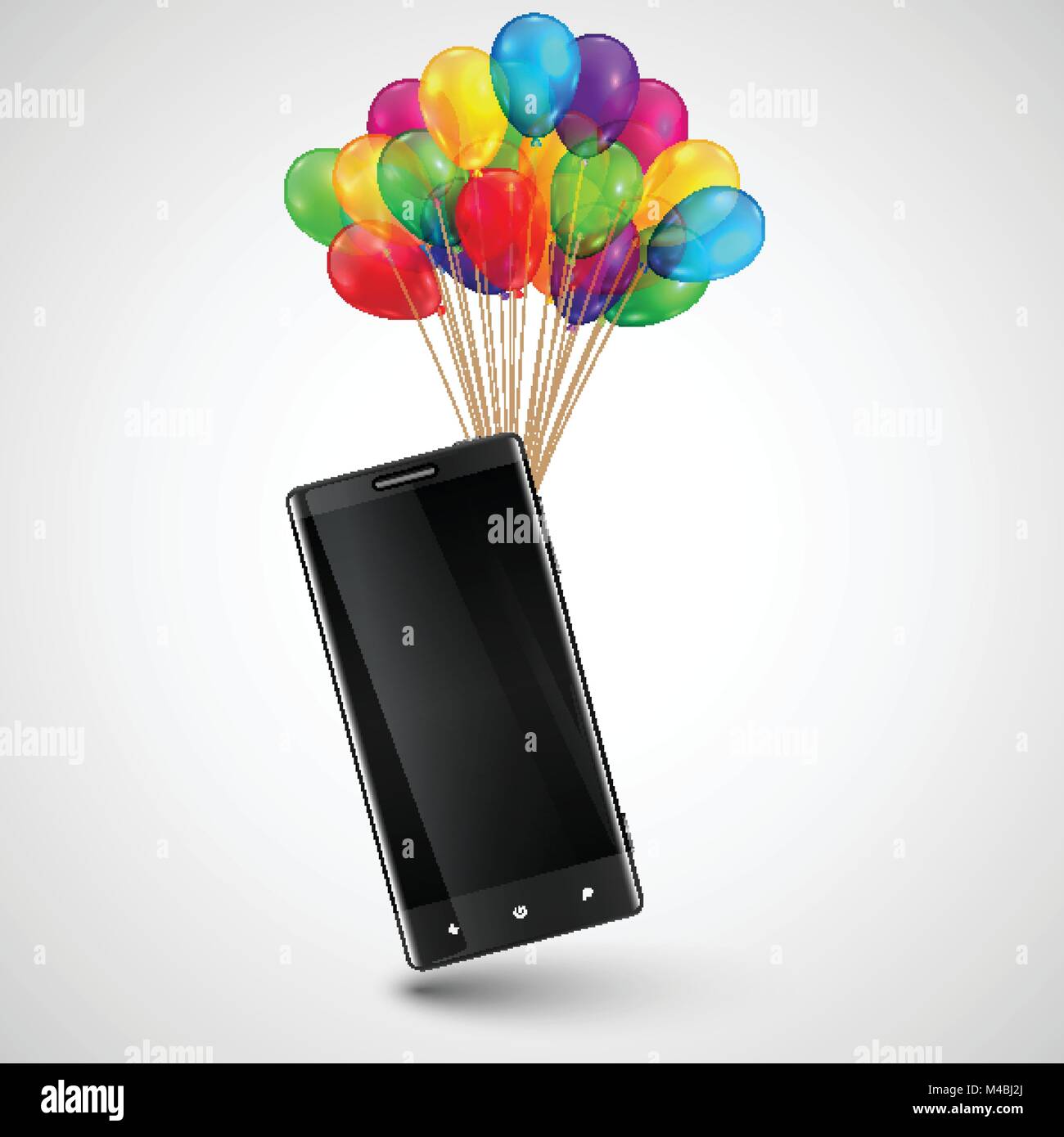 Cellphone as a gift with colorful balloons, vector Stock Vector Image ...