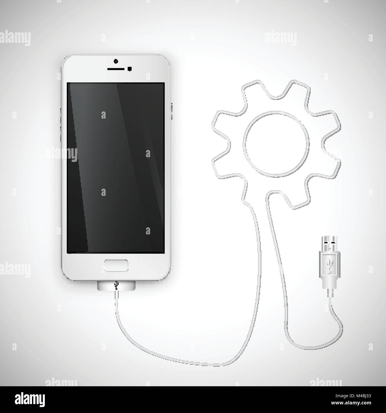 Realistic smartphone with wire, vector illustration Stock Vector Image ...