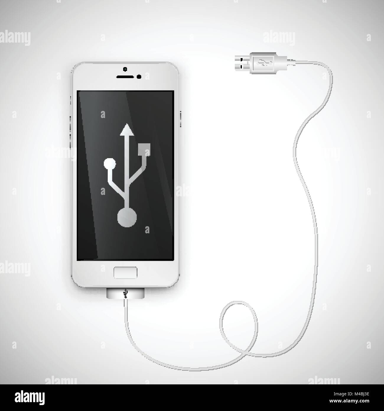 Realistic smartphone with wire, vector illustration Stock Vector Image ...