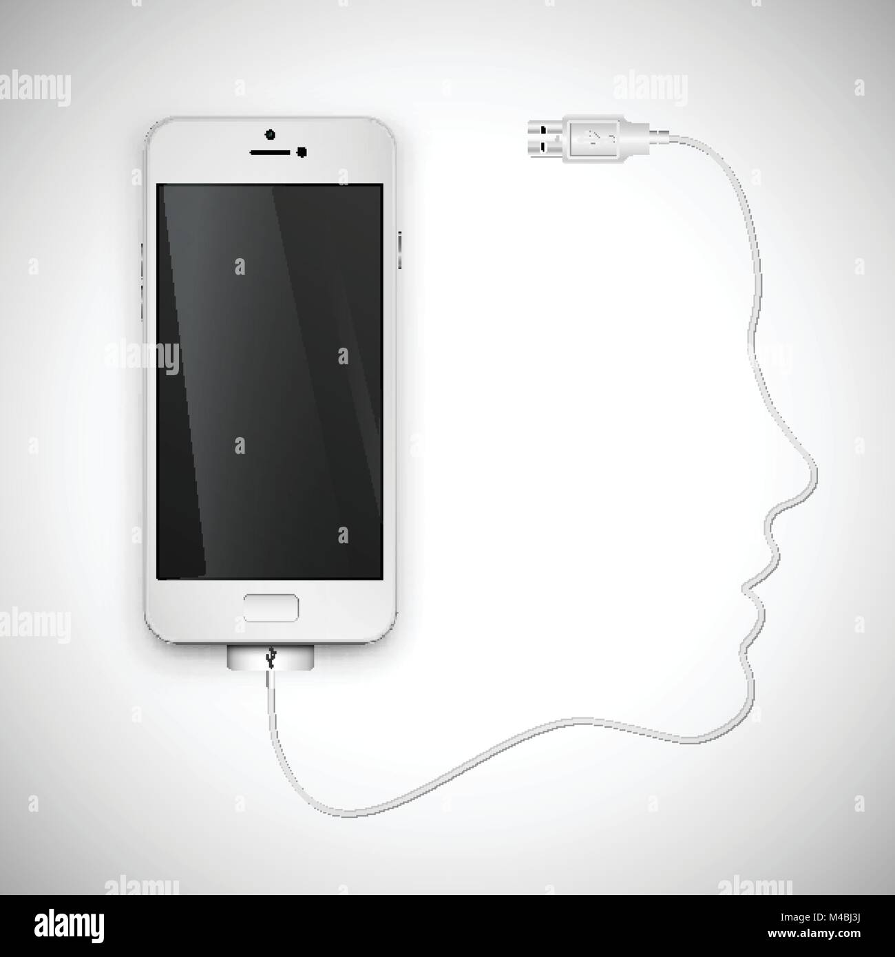 Realistic smartphone with wire, vector illustration Stock Vector Image ...