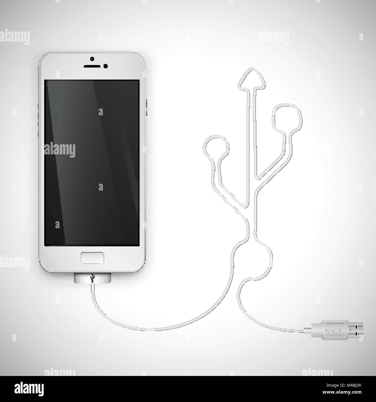 Realistic smartphone with wire, vector illustration Stock Vector Image ...