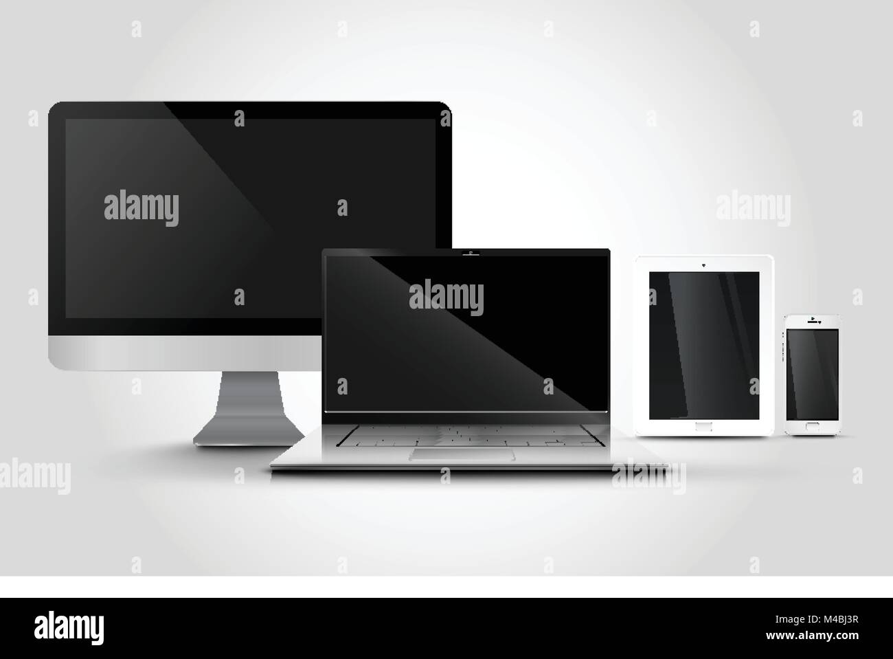 Realistic smartphone, tablet, notebook, pc, vector illustration Stock ...