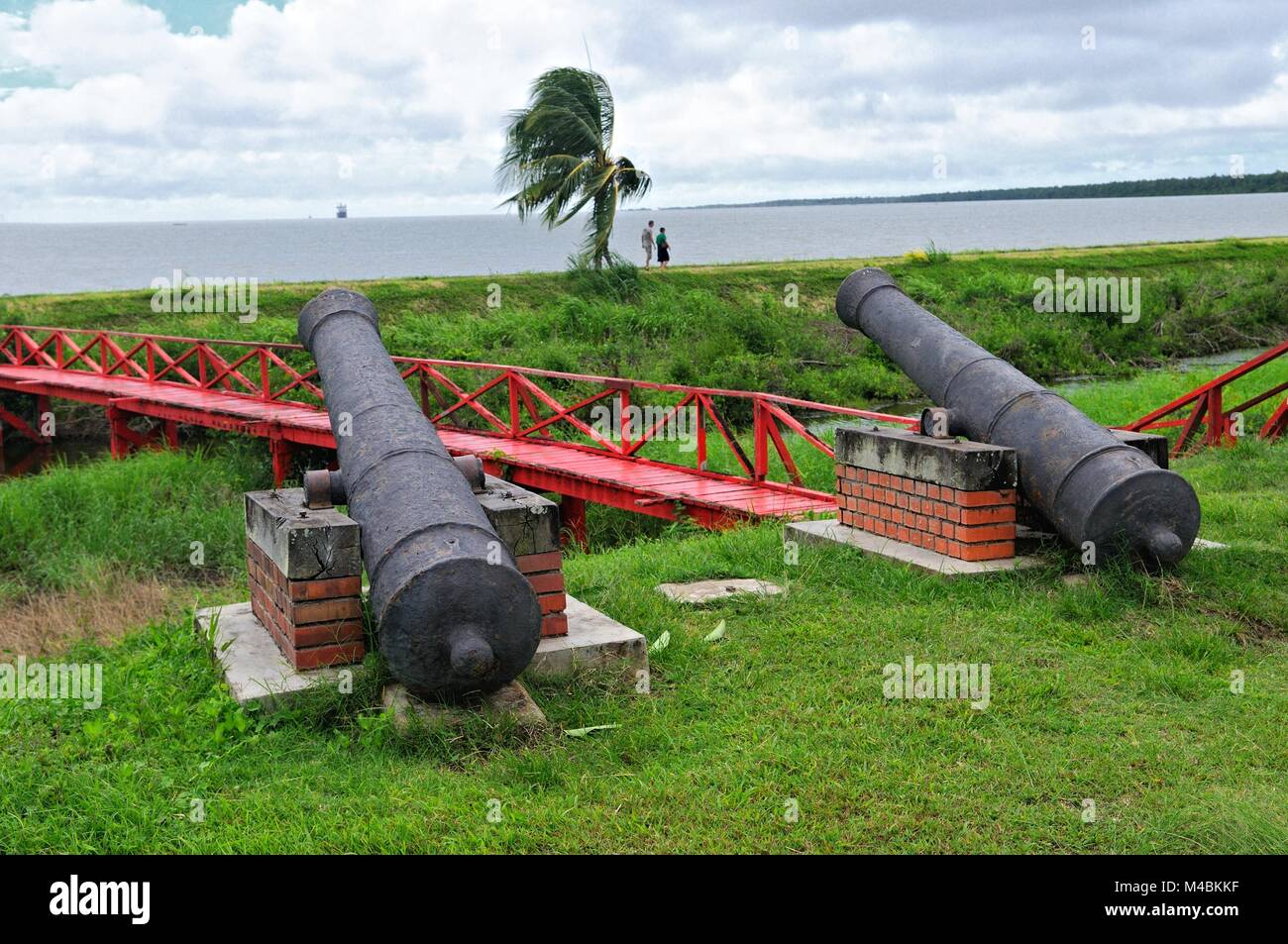 Old cannon pipes at Suriname river in Nieuw-Amsterdam Suriname Stock ...