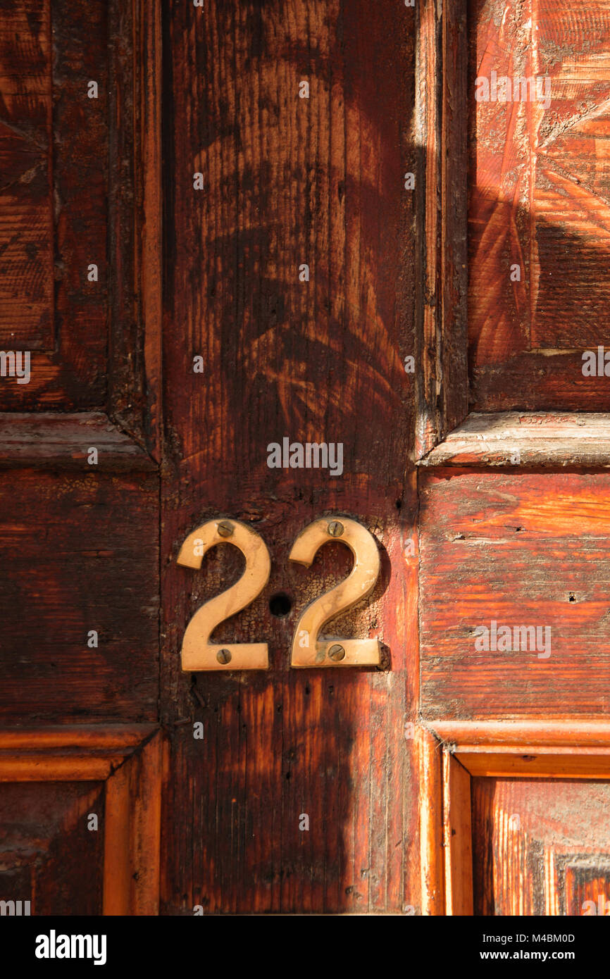 House number 22 on the wooden door Stock Photo - Alamy