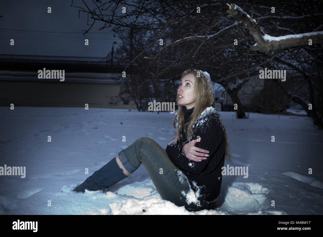 Snow Falling At Night Girl