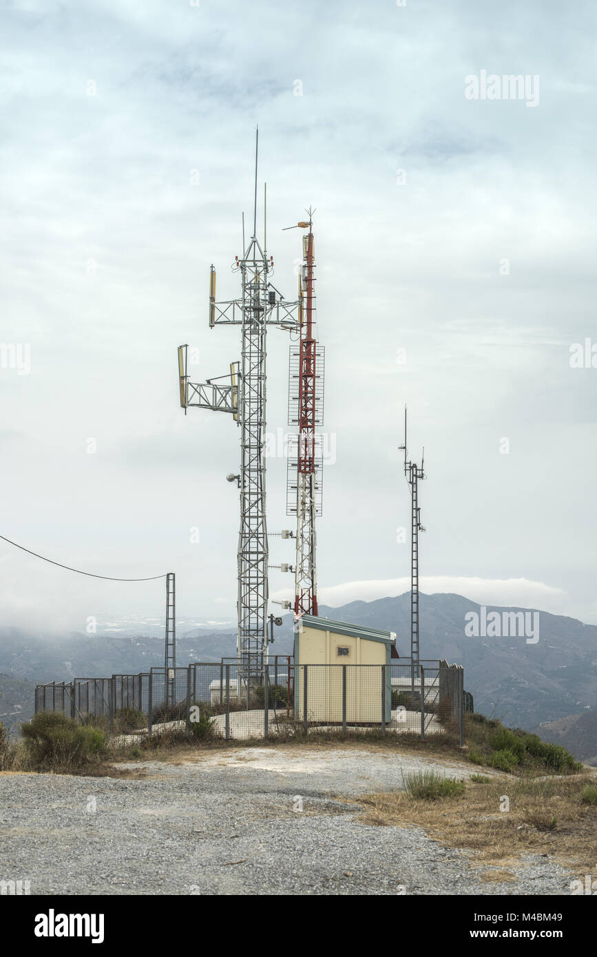 Telecommunication (GSM) towers with TV antennas Stock Photo - Alamy