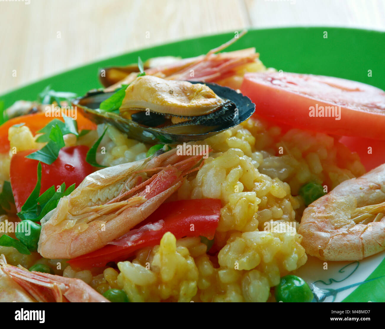 Mexican dish prepared with white rice and seafood Stock Photo - Alamy