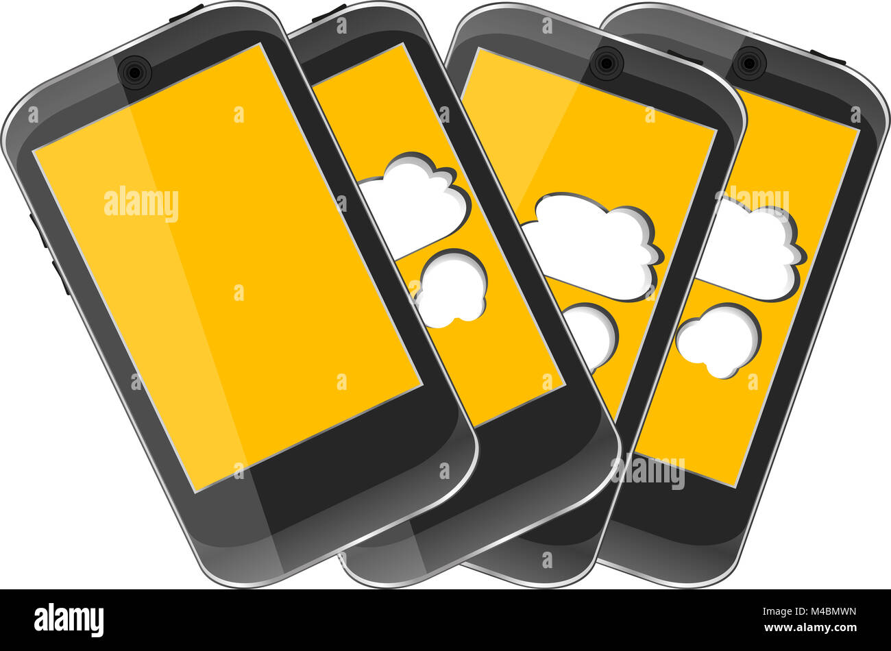 Smart phone set with cloud computing symbol on a screen Stock Photo - Alamy