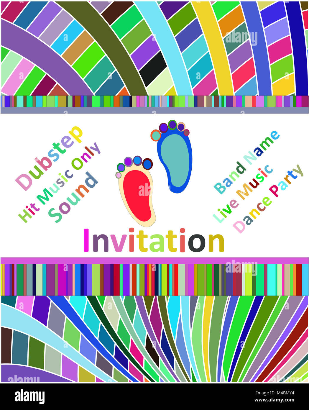 Vertical blue music party background with graphic elements and text ...