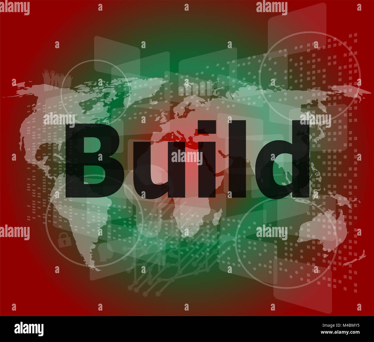 The word build on digital screen, business concept Stock Photo - Alamy