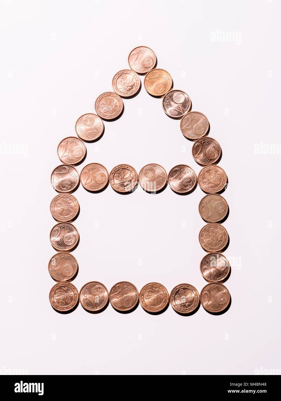 House of two Cent euro coins,studio shot,cutout Stock Photo - Alamy