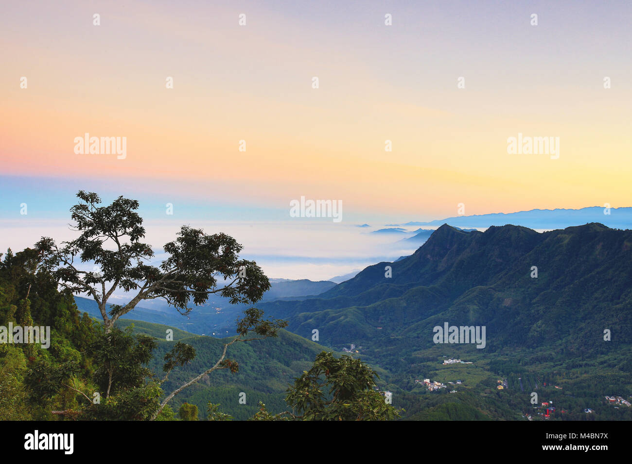 Beautiful dawn landscape with mountains,sky and clouds Stock Photo - Alamy