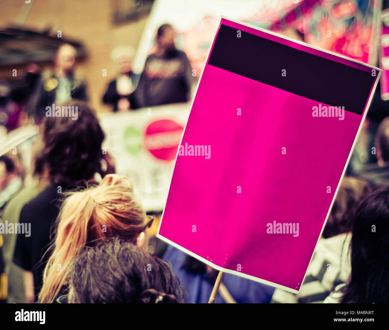 Street Protesters With Blank Sign Stock Photo - Alamy