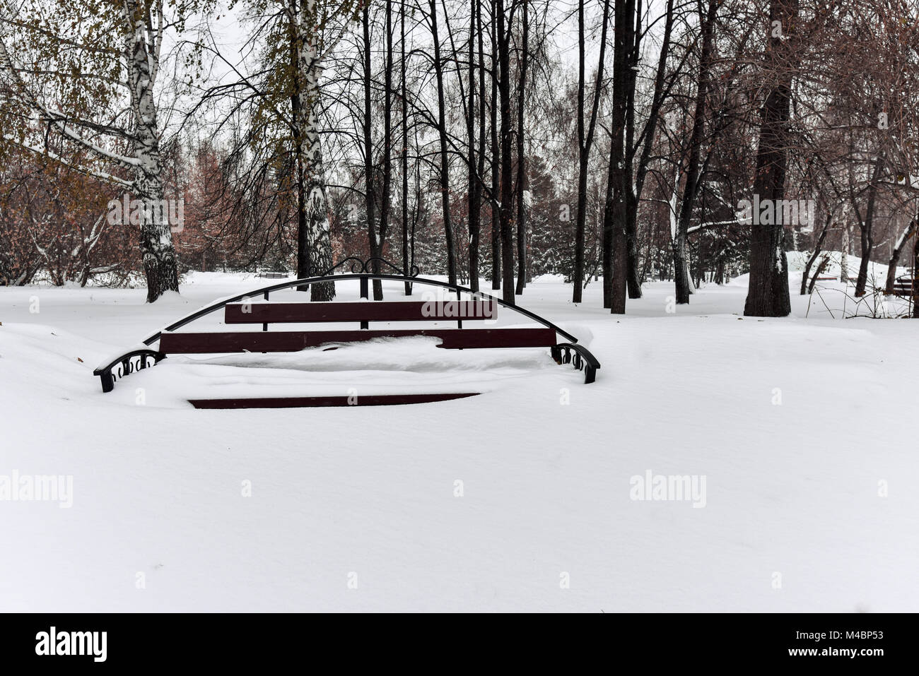 Park bench in the snow hi-res stock photography and images - Alamy