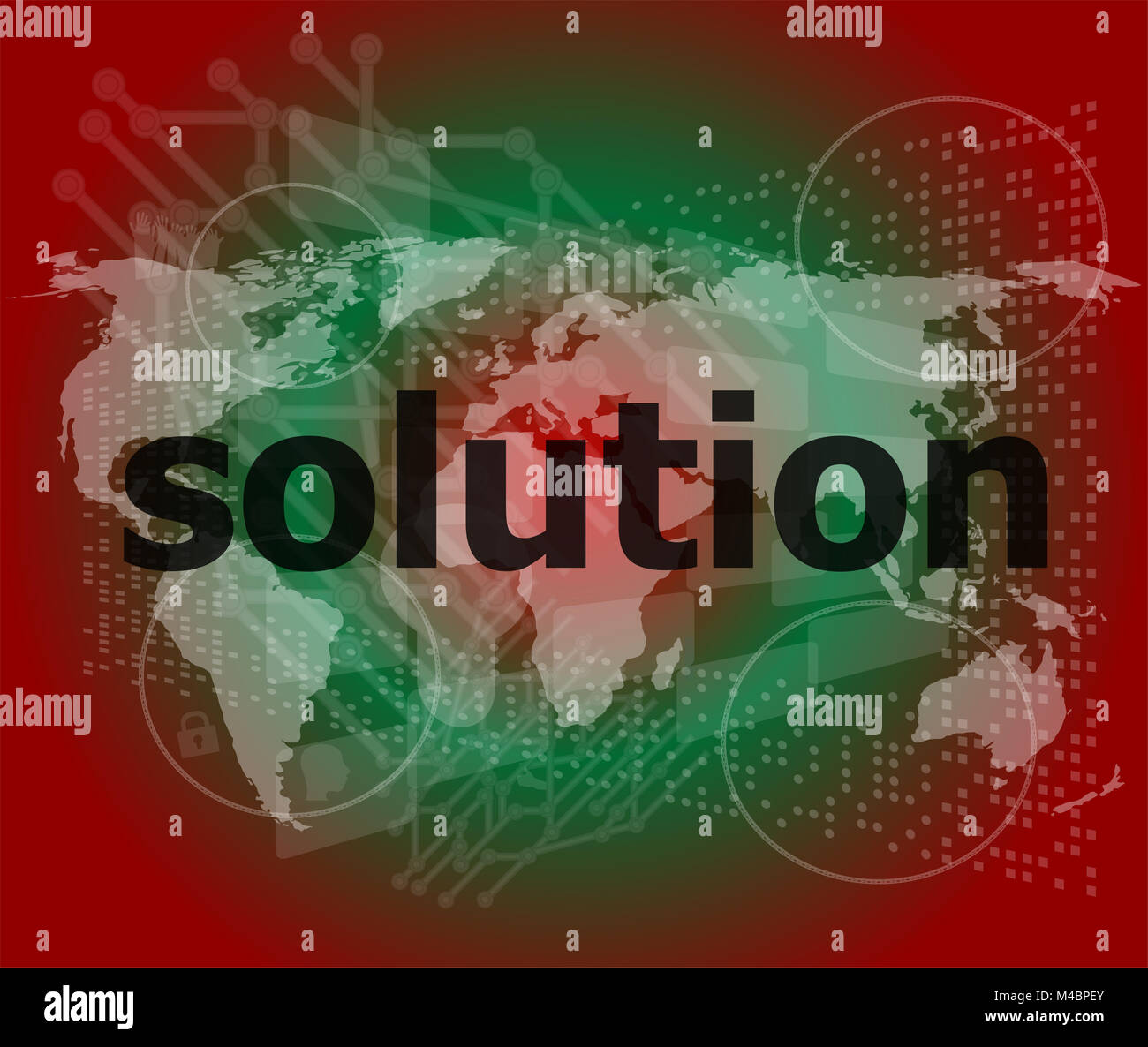The word solution on digital screen, business concept Stock Photo - Alamy