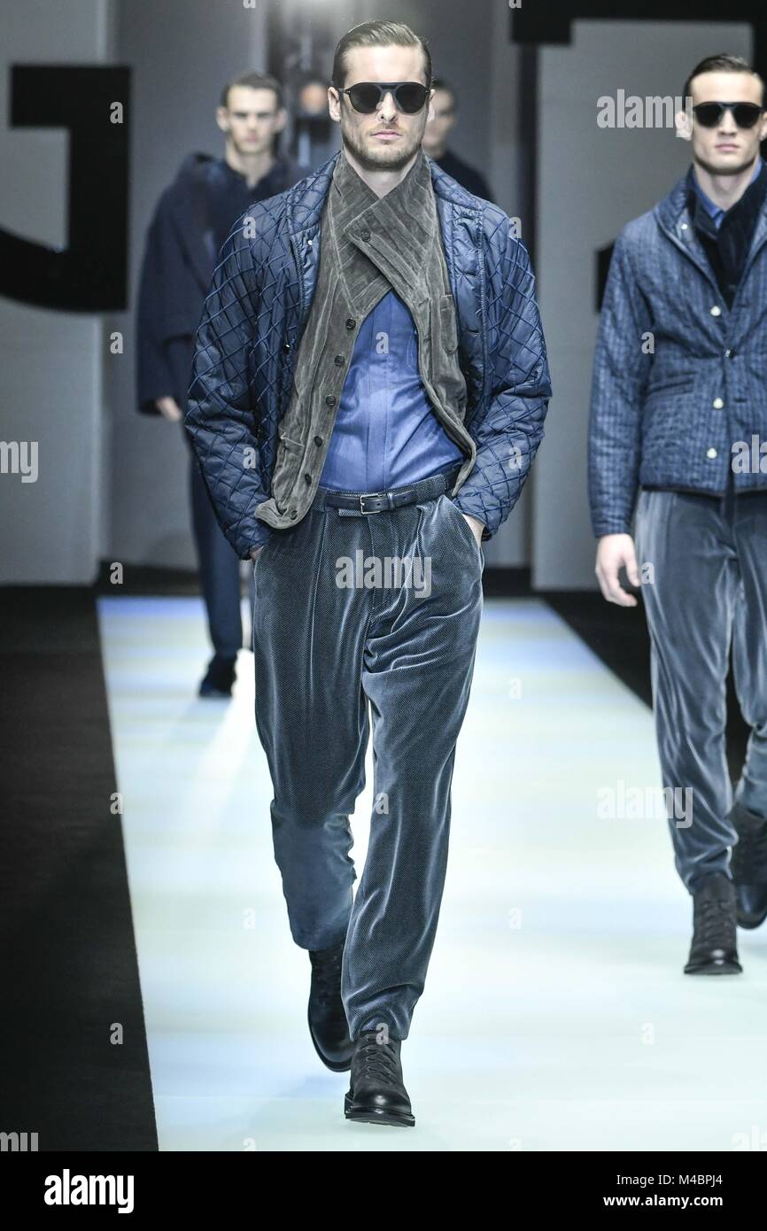 Milan Fashion Week Men's - Giorgio Armani - Catwalk Featuring: Model Where: Milan, Italy When ...