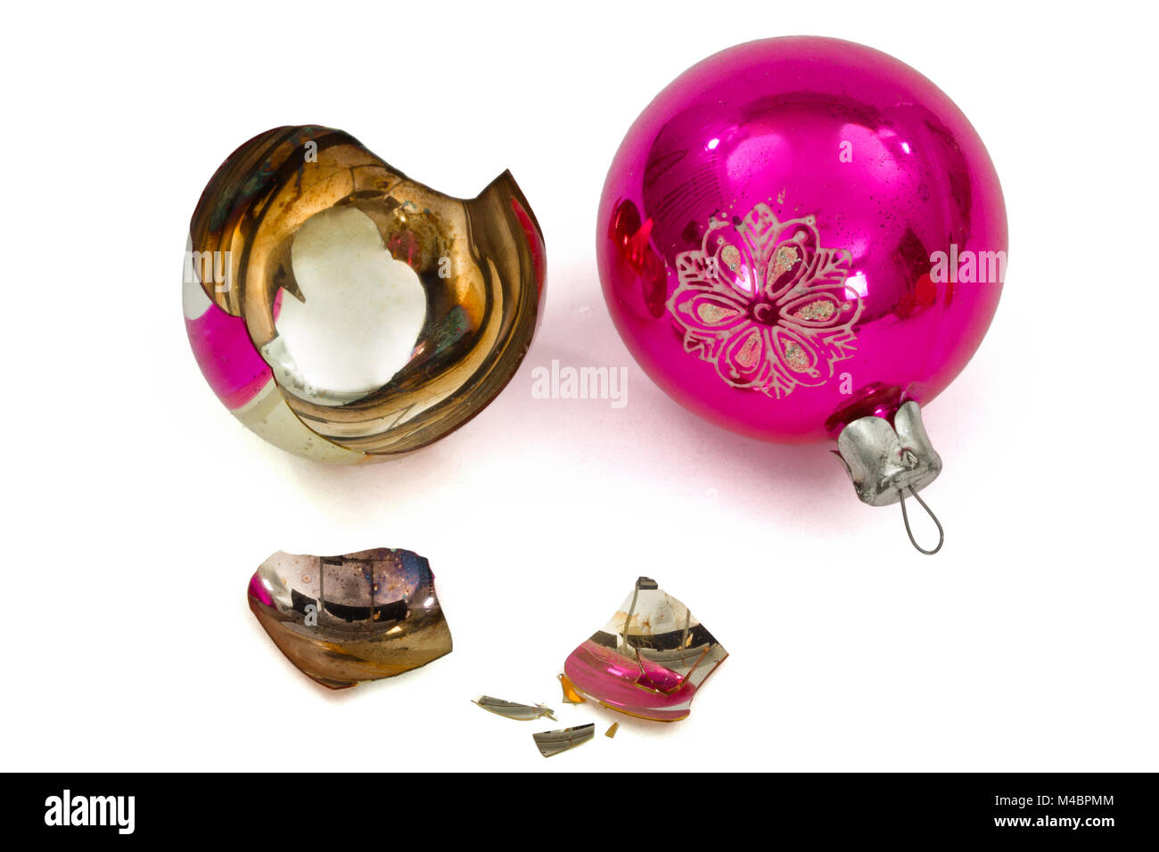 Broken Christmas ball, isolated on white background Stock Photo - Alamy