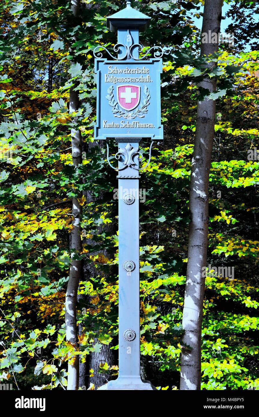 Border sign Swiss Confederation Canton Schaffhausen Stock Photo - Alamy