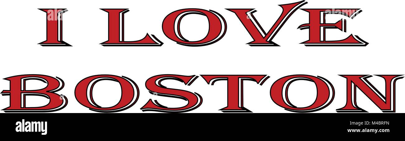 I love Boston text sign illustration on white Background Stock Vector ...