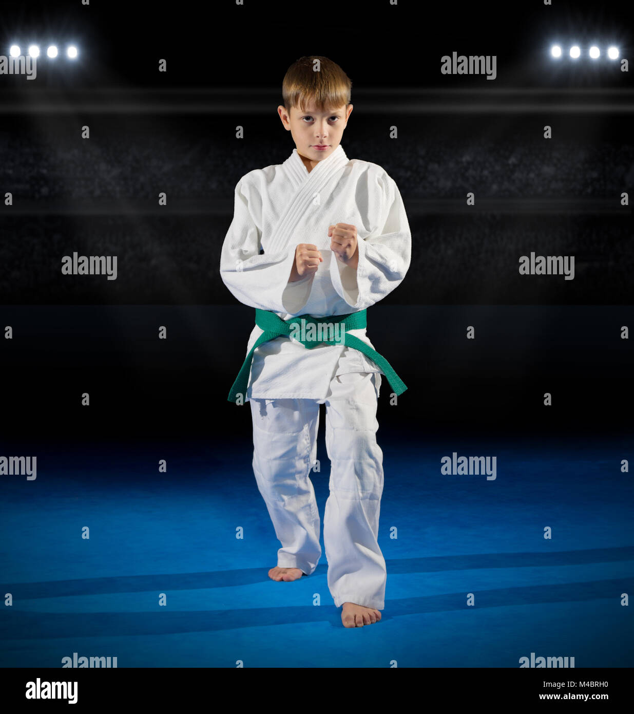 Little boy martial arts fighter in sports hall Stock Photo - Alamy