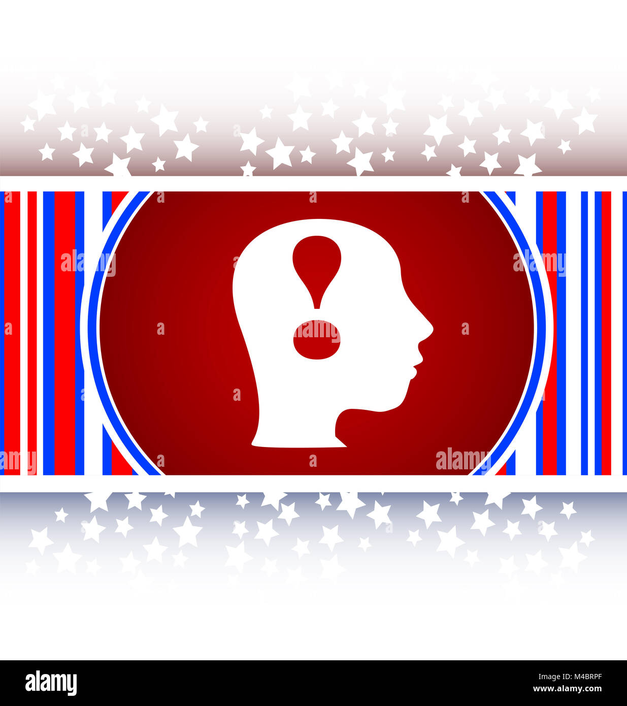 Human head with exclamation mark icon, web button Stock Photo - Alamy
