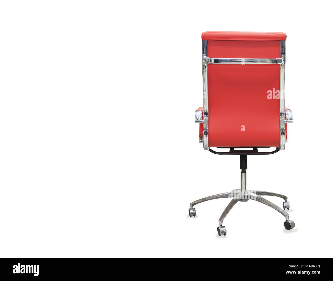 back view of modern office chair from red leather. Isolated Stock Photo ...