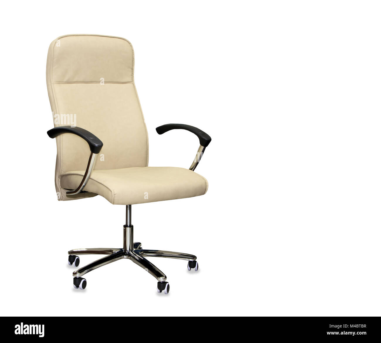 Modern office chair from beige leather. Isolated Stock Photo - Alamy
