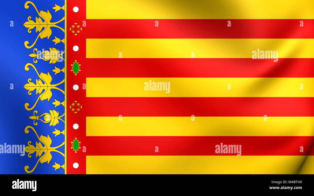 3D Flag of the Valencian Community, Spain Stock Photo - Alamy