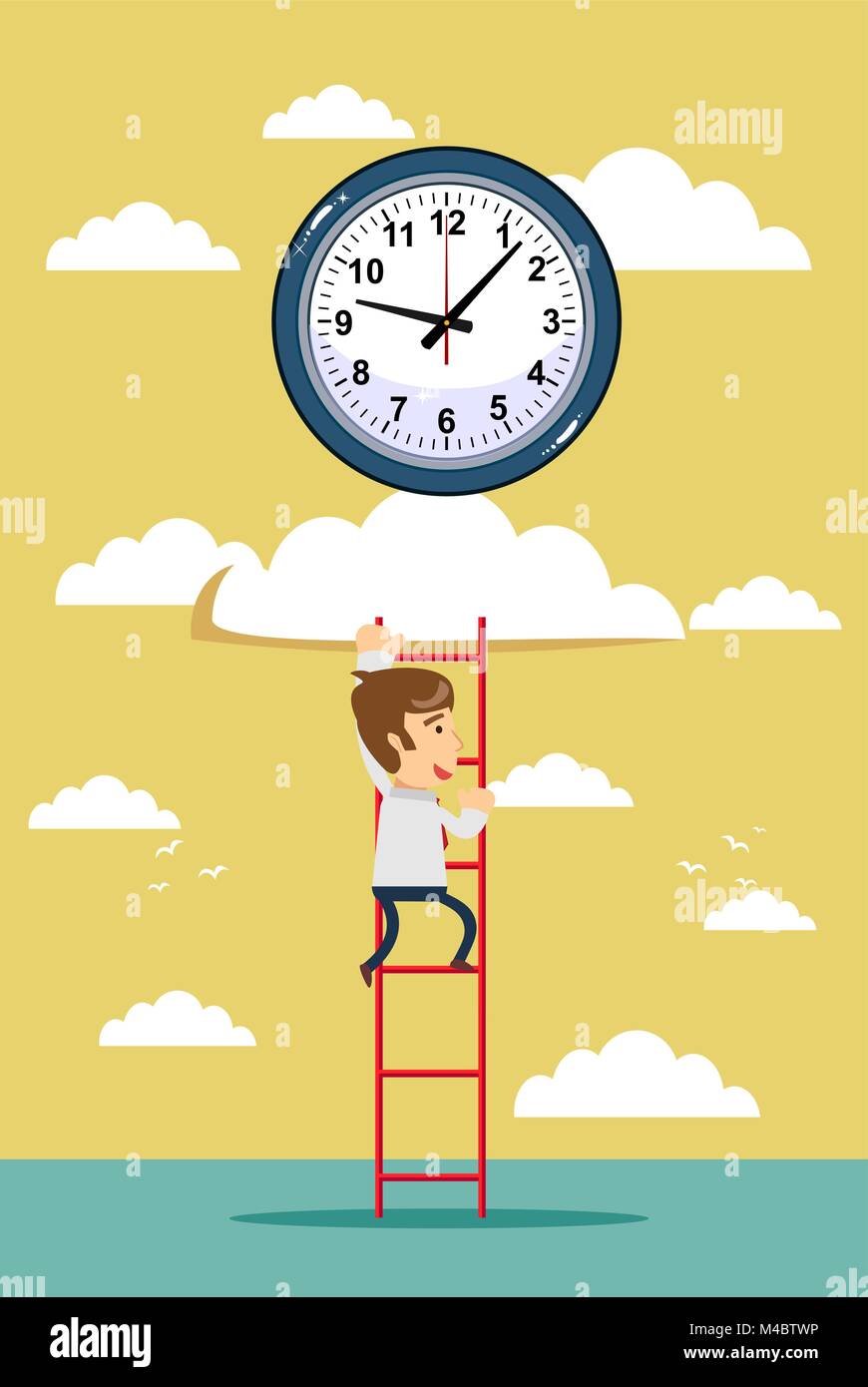 cloud and clock with ladder background Stock Vector Image & Art - Alamy
