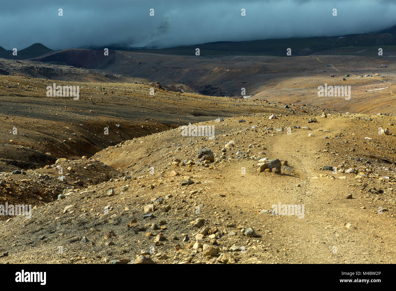 Beautiful scenery slopes of volcano Mutnovsky with clouds Stock Photo ...