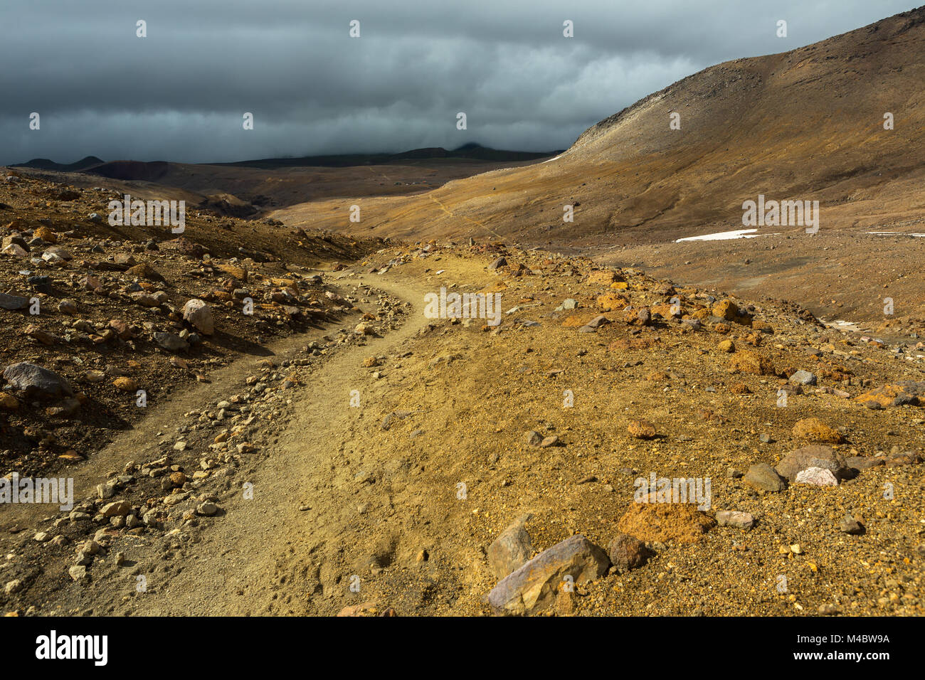 Beautiful scenery slopes of volcano Mutnovsky with clouds Stock Photo ...