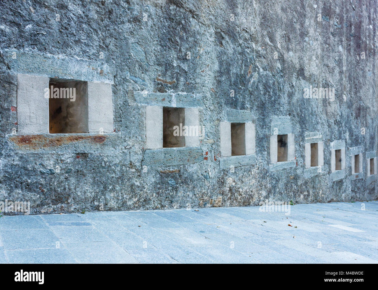 series of slits of an ancient castle /the slits were openings in the ...