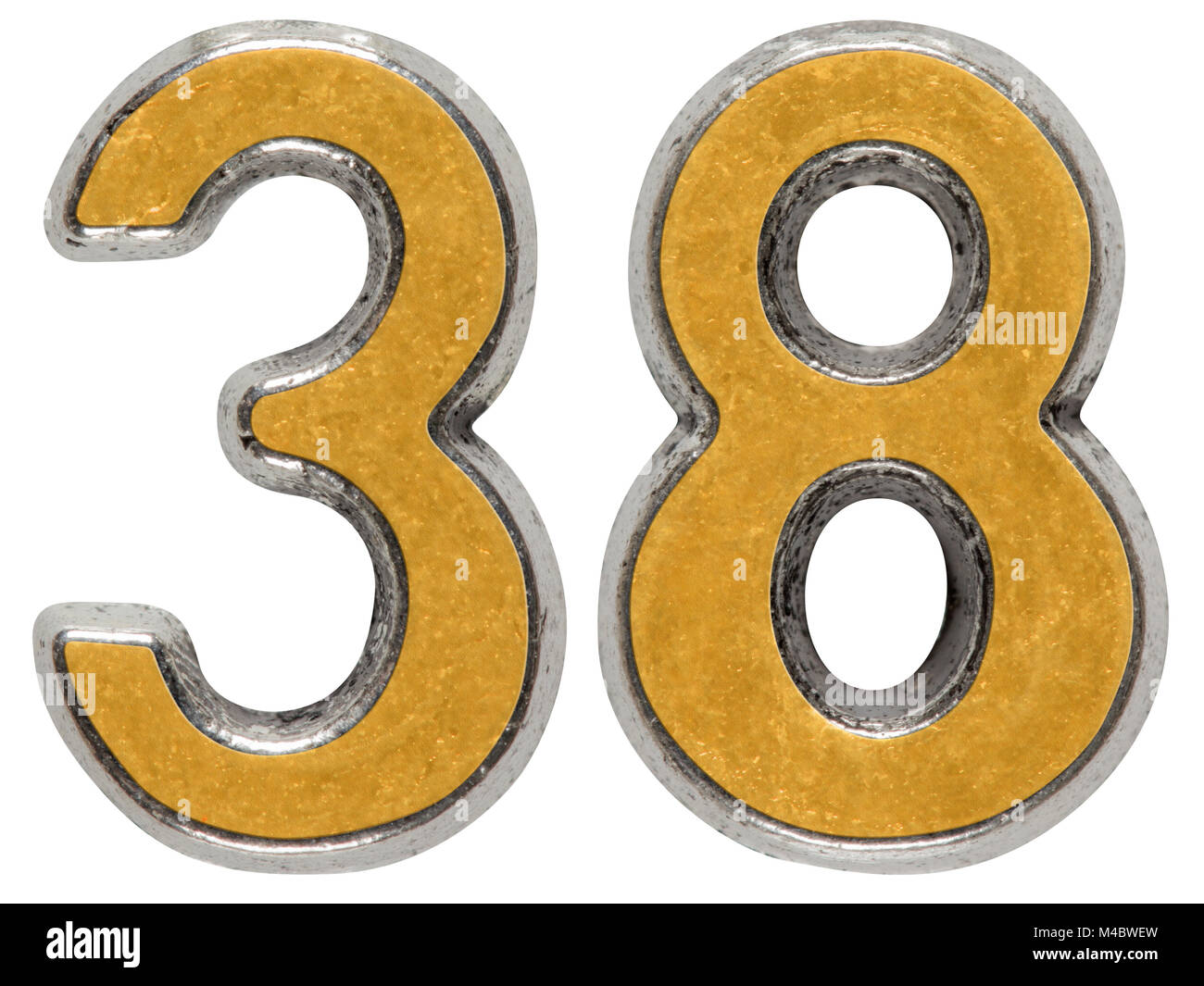 Metal numeral 38, thirty-eight, isolated on white background Stock ...