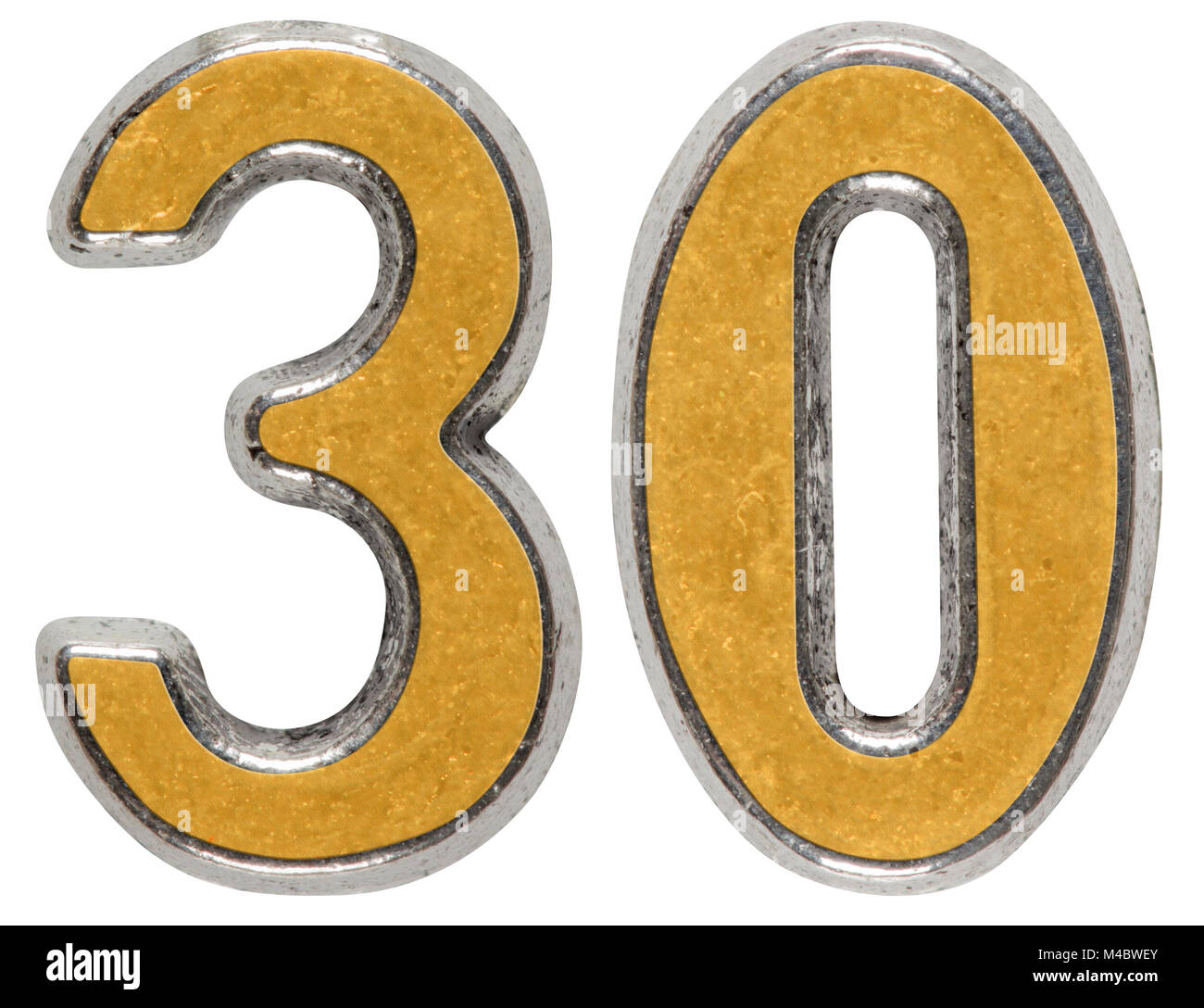 Metal numeral 30, thirty, isolated on white background Stock Photo - Alamy