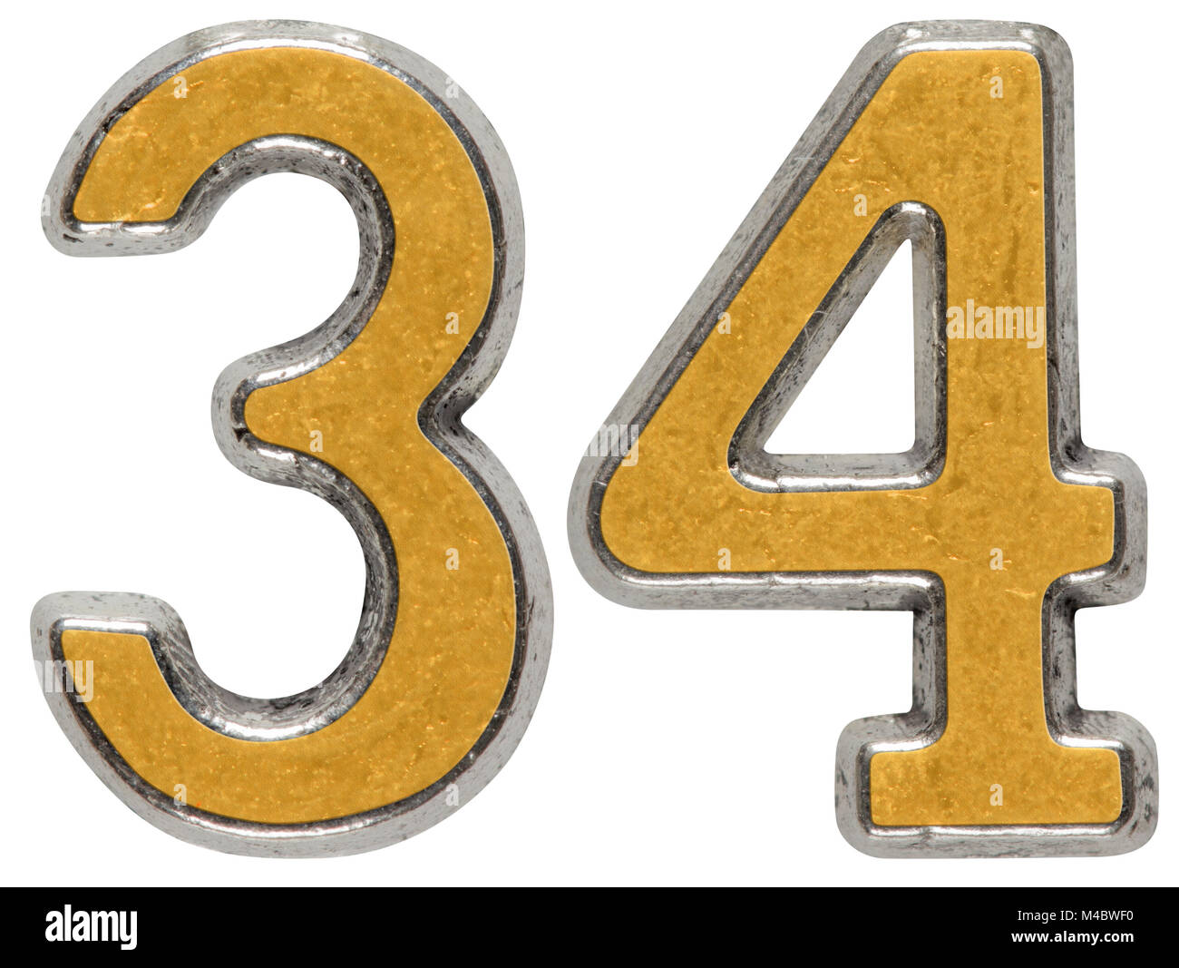 Metal numeral 34, thirty-four, isolated on white background Stock Photo ...
