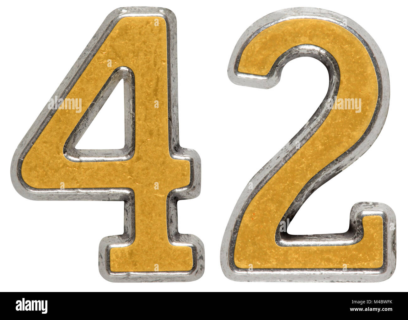 Metal numeral 42, forty-two, isolated on white background Stock Photo ...