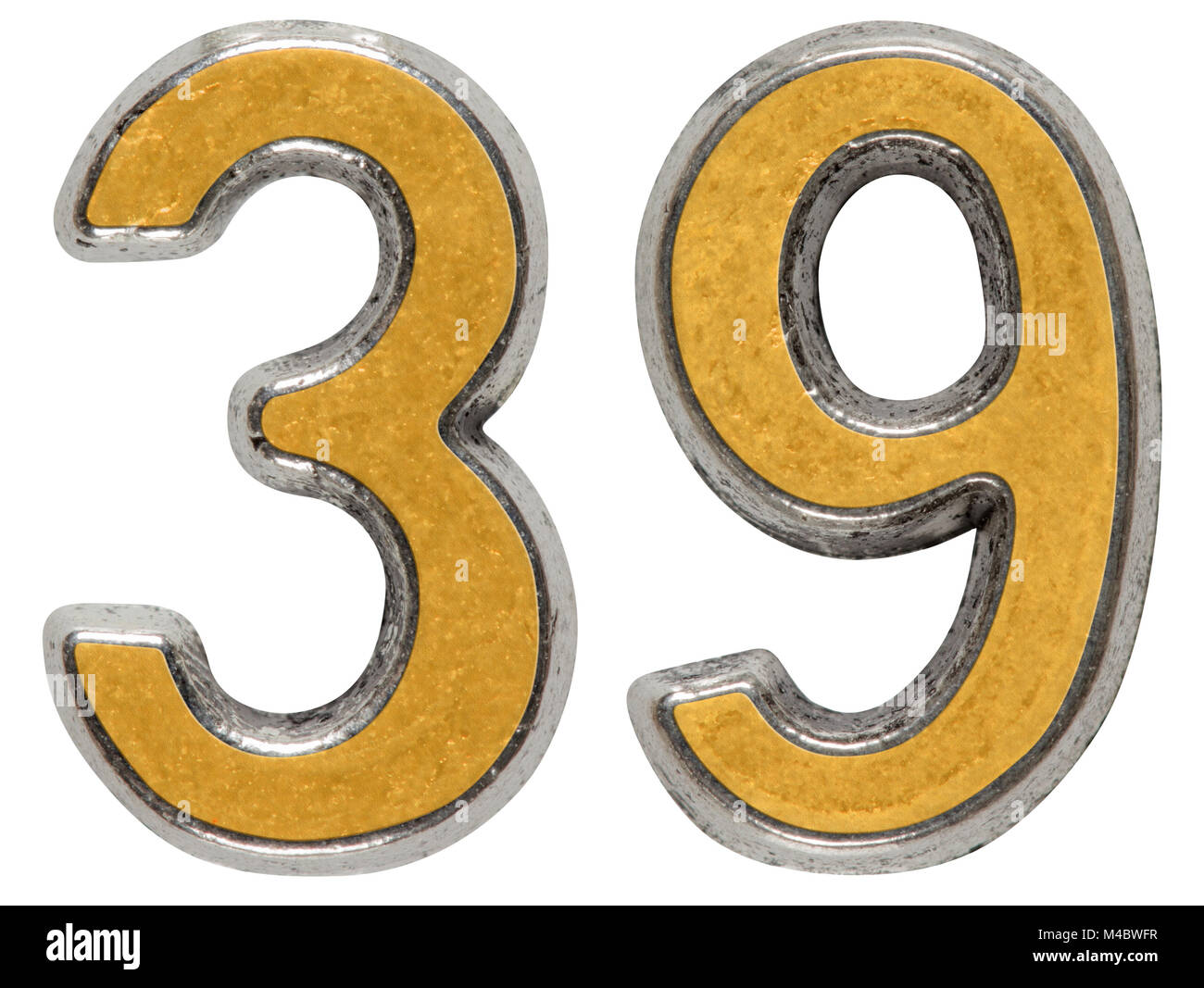 Metal numeral 39, thirty-ninth, isolated on white background Stock ...