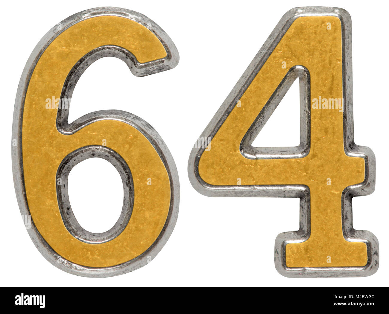 Metal numeral 64, sixty-four, isolated on white background Stock Photo ...