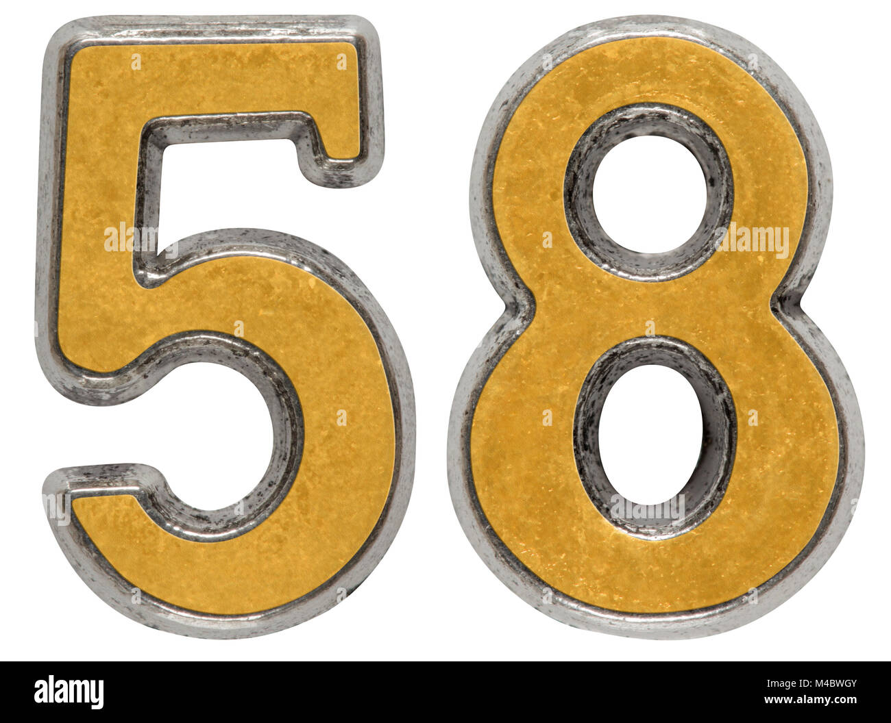 Metal numeral 58, fifty-eight, isolated on white background Stock Photo ...