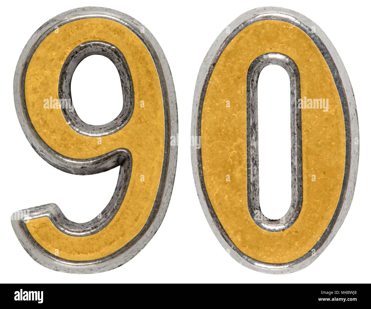 Metal numeral 90, ninety, isolated on white background Stock Photo - Alamy