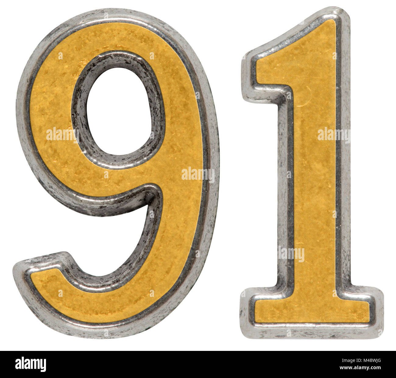 Metal numeral 91, ninety-one, isolated on white background Stock Photo - Alamy