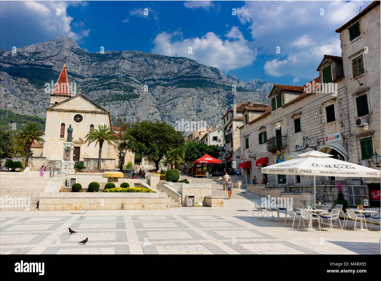 Andrija Kacic Miosic Square in Makarska, St. Mark cathedral, Dalmatia ...