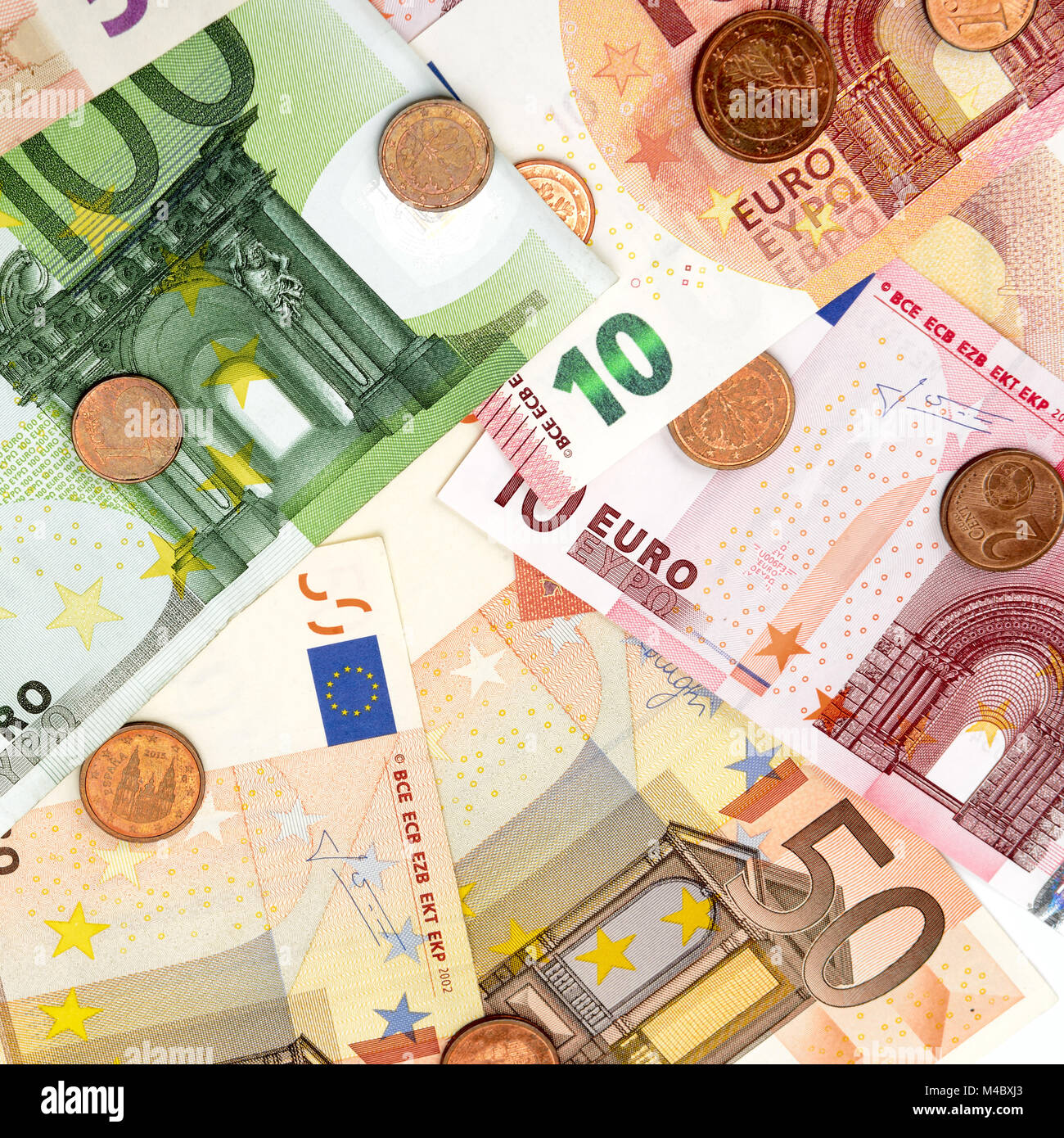 Background of the euro banknotes and coins Stock Photo - Alamy