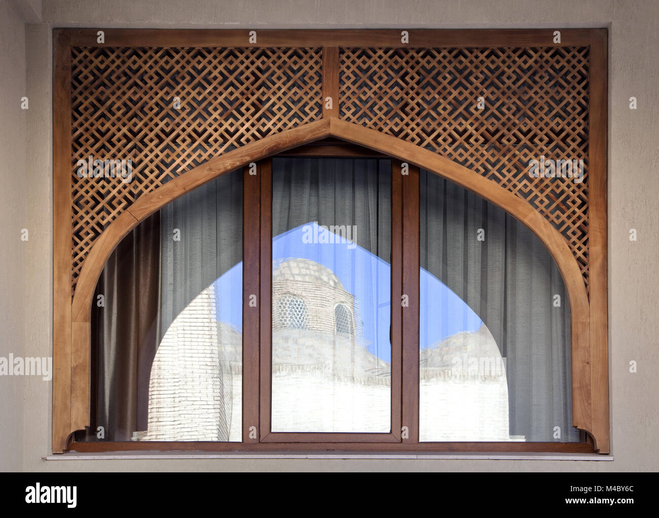 Typical open-work window, Uzbekistan Stock Photo - Alamy