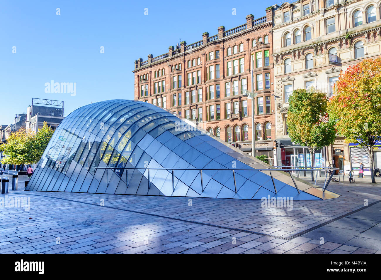 Modern design of the glass and steel canopy at the entrance of St ...