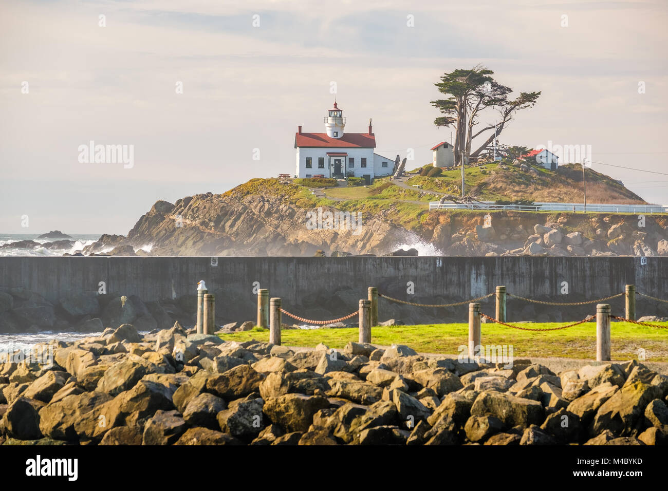 Battery Point Lighthouse at Pacific coast, built in 1856 Stock Photo ...