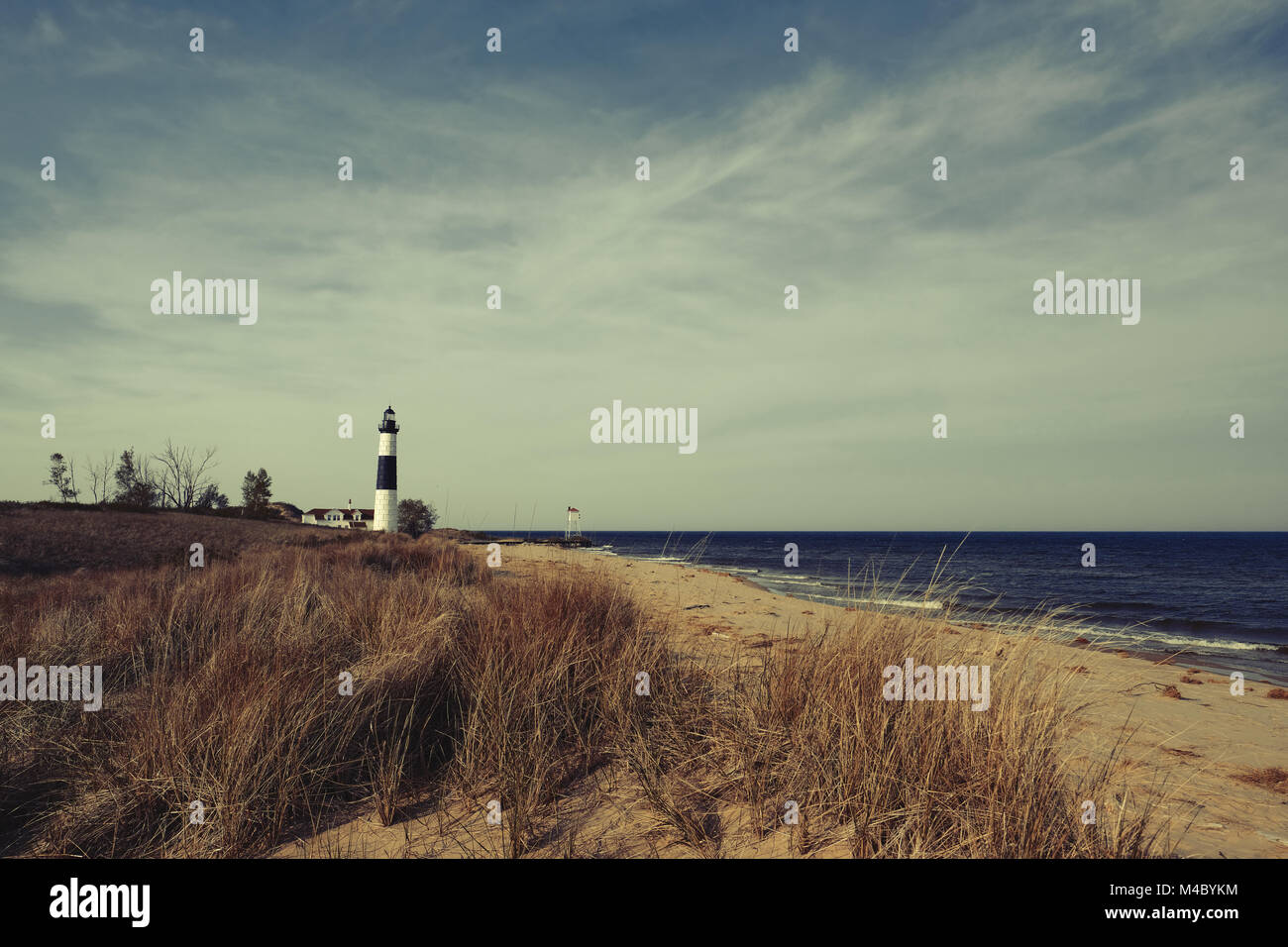 Big Sable Point Lighthouse in dunes, built in 1867 Stock Photo - Alamy