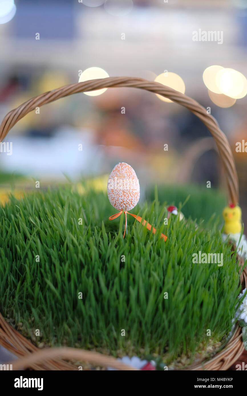 Easter baskets with grass Stock Photo - Alamy